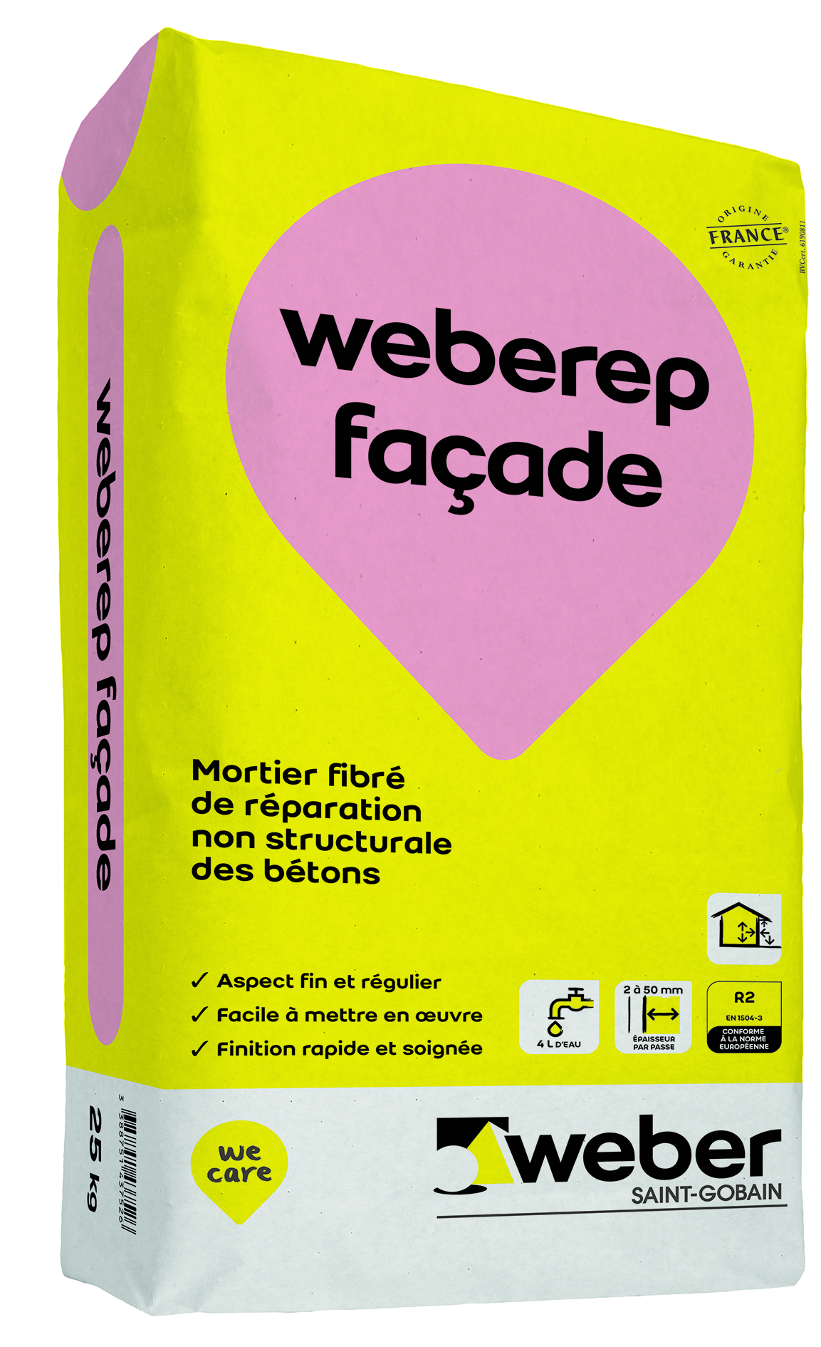 Mortier fibré de répartion non structurale des bétons 25kg, Weberep ...