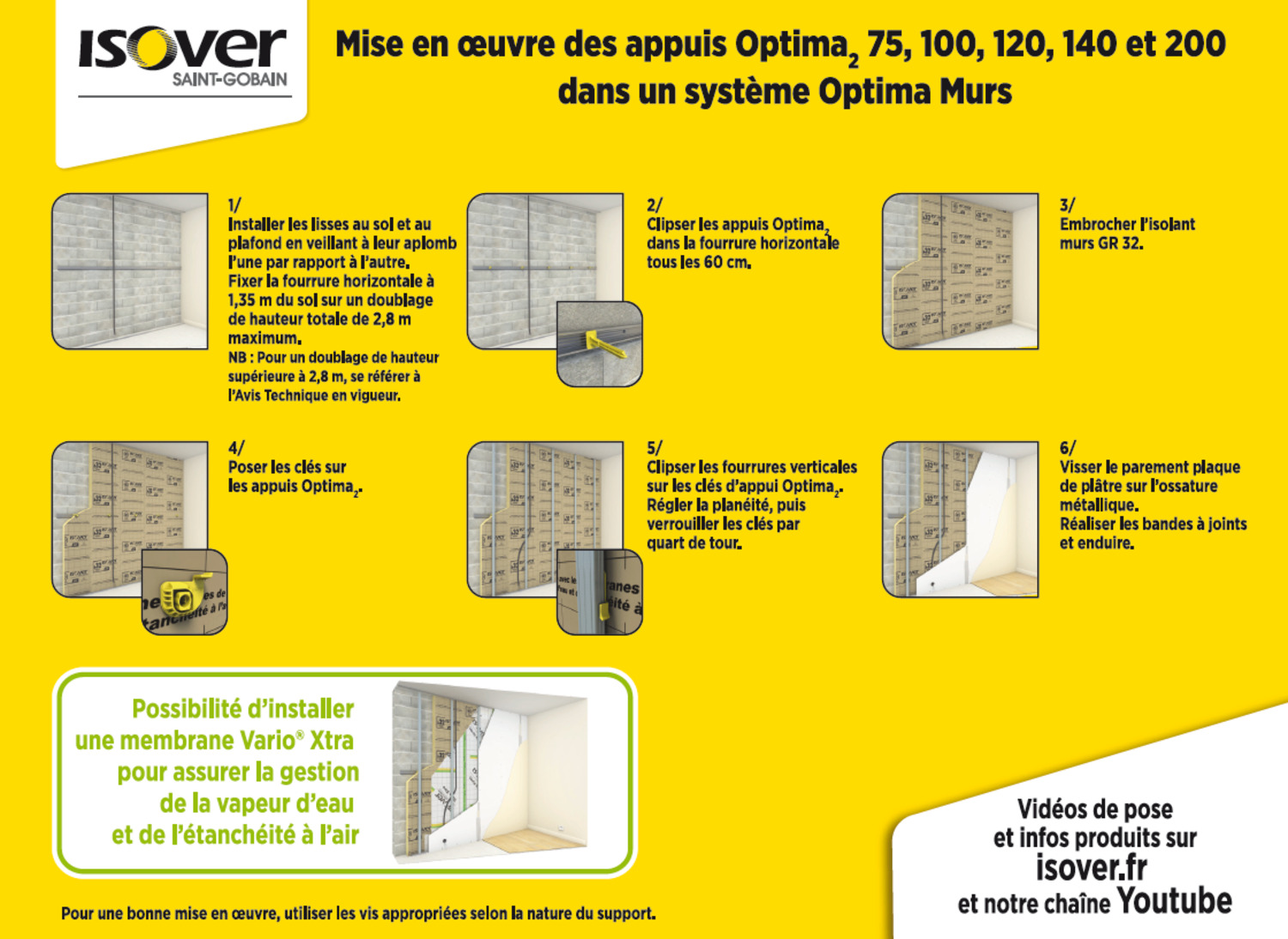 Lot de 50 Appuis Optima2 140 pour ép. Laine 75 à 140 mm en isolation ...