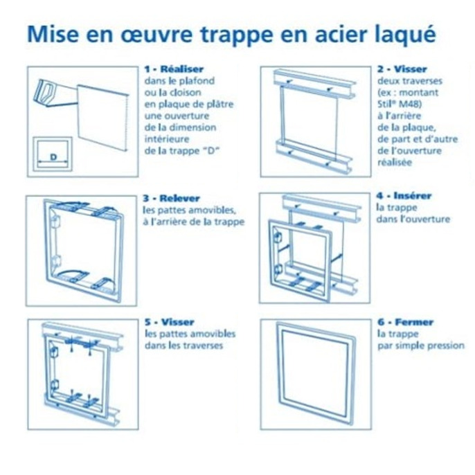 Trappe de visite en acier laqué blanc Placo® - 500 x 600 mm