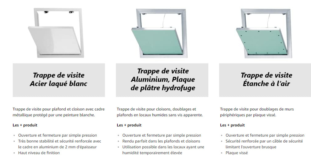 Trappe de visite en acier laqué blanc Placo® - 600 x 600 mm